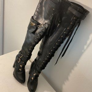 Shoes | Thigh High Elira High Block Heel Bootsnew | Poshmark